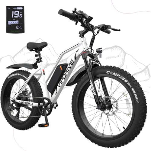 Vipdrive Electric Bike for Adults 26” Fat Tire, Mountain E Bike 500W ...